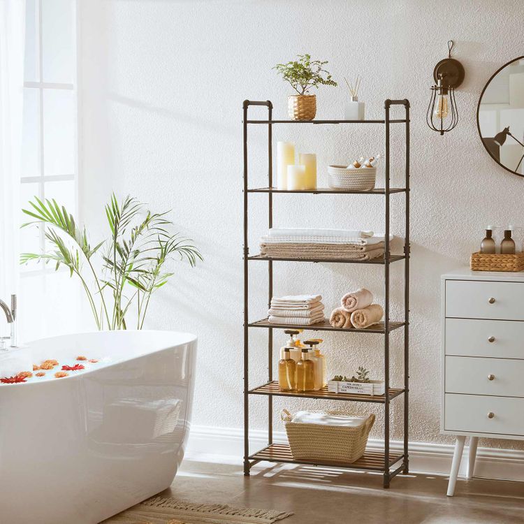 VASAGLE URBENCE 6-Tier Storage Rack, Freestanding Bathroom Kitchen ...