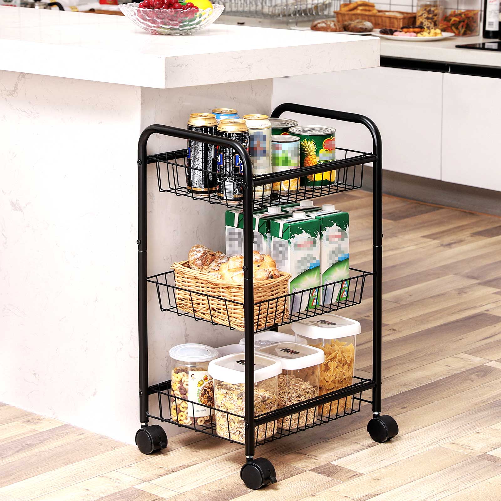 3-Tier Storage Cart with Baskets | Home Storage & Organization | SONGMICS