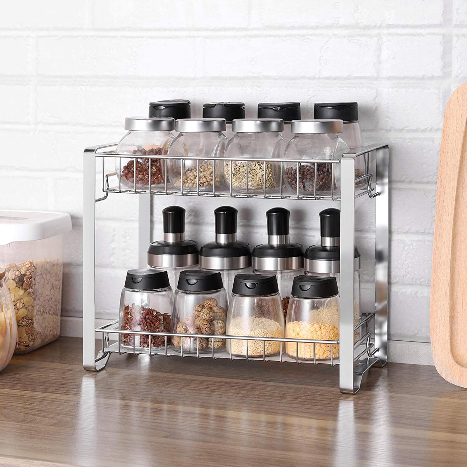 Spice Rack Organizer for Cabinet Silver | SONGMICS