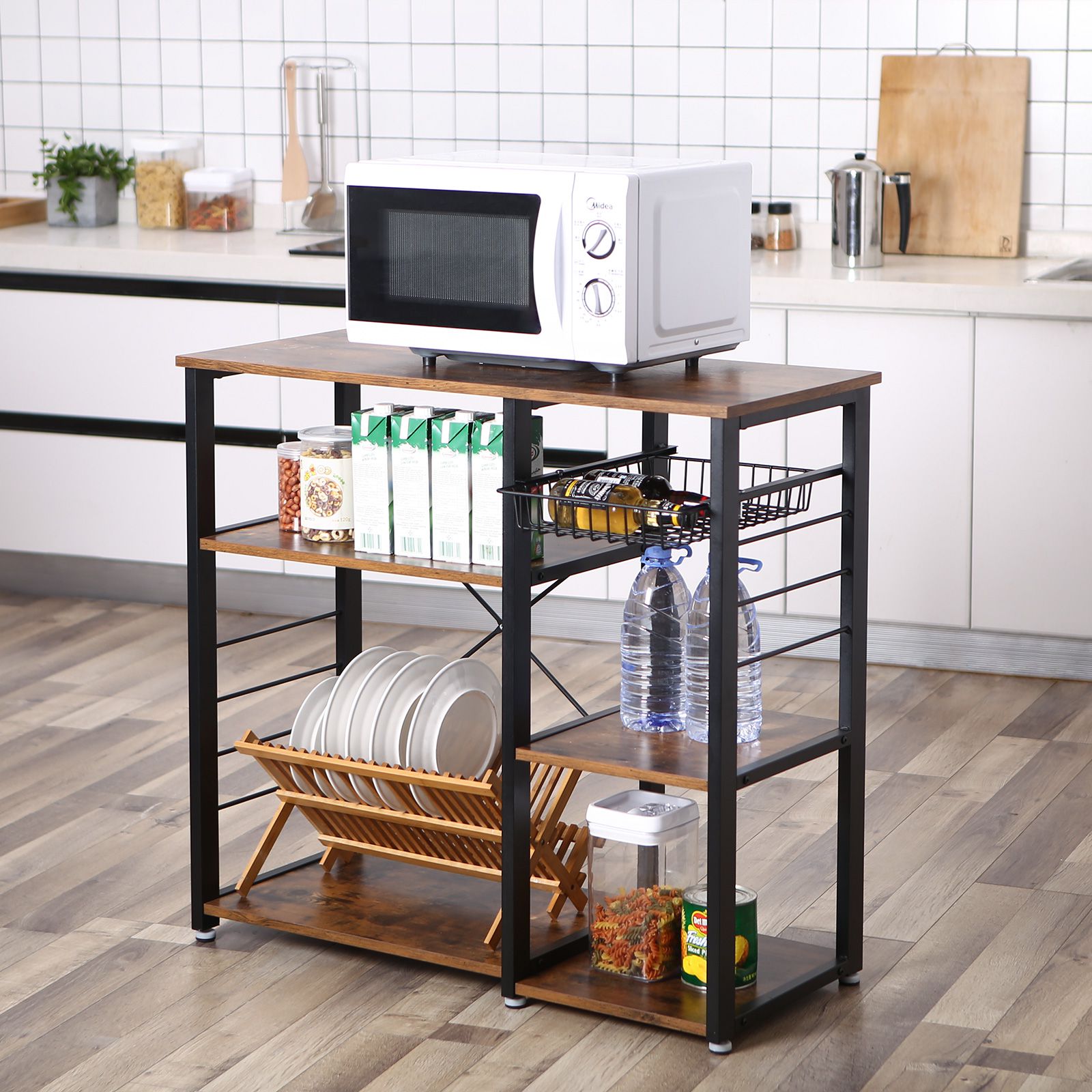 Kitchen Storage Rack with Wire Basket | Home Furniture | VASAGLE by ...