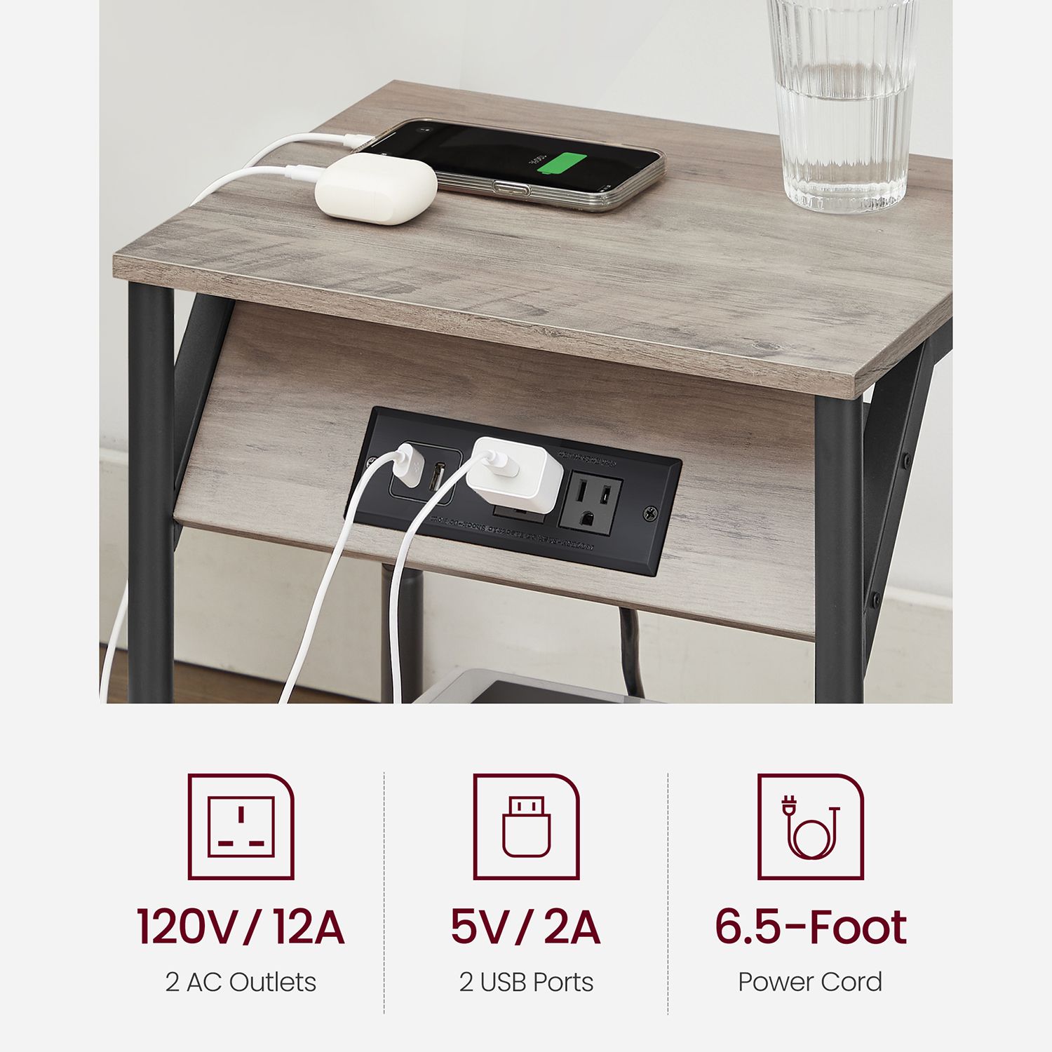 Set of 2 Plug-in Series Side Table | VASAGLE
