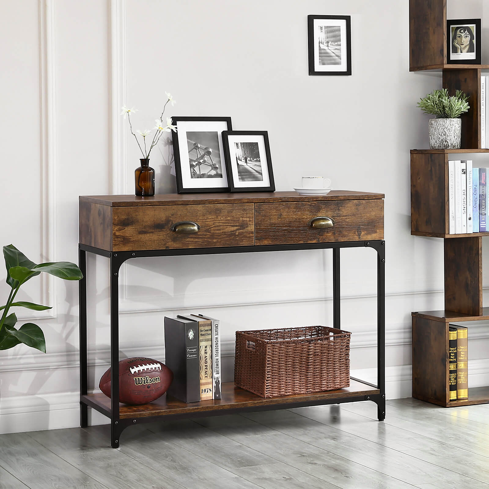 Industrial Console Table with Drawers | Home Furniture | VASAGLE by ...
