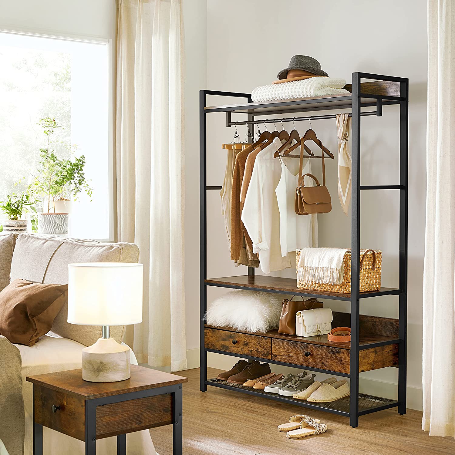 Open Wardrobe with Drawers | Home Furniture | VASAGLE by SONGMICS